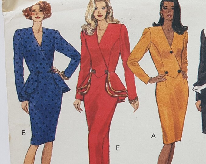 UNCUT 90s Sewing Pattern for Peplum Dress With Shaped Bodice, Tapered ...