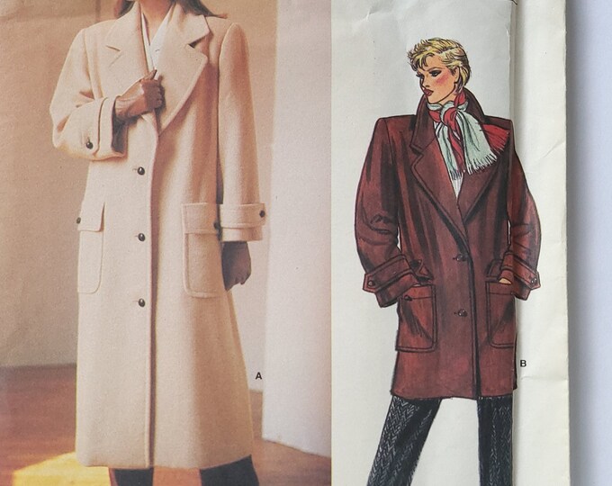 B32.5 80s UNCUT Vogue Coat Sewing Pattern, Misses' Long Lined Coat or ...