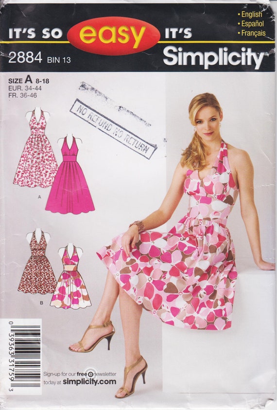 Easy Halter Dress Pattern Sewing Pattern for Cocktail Frock - Etsy