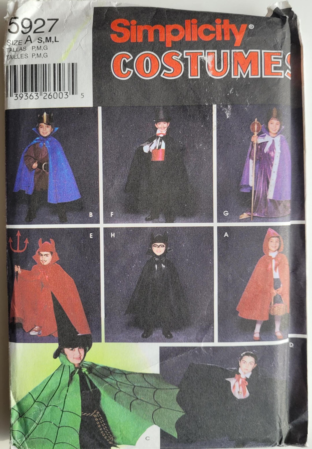 Children's Sewing Pattern for Magician, Devil, Dracula, Red Riding Hood ...