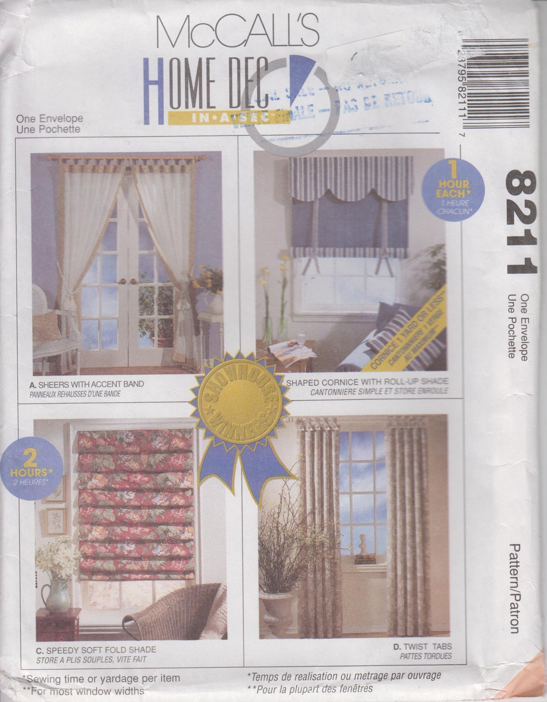 Sewing Pattern for Roman Blind, Tie Back Drape, Shaped Cornice W Roll ...