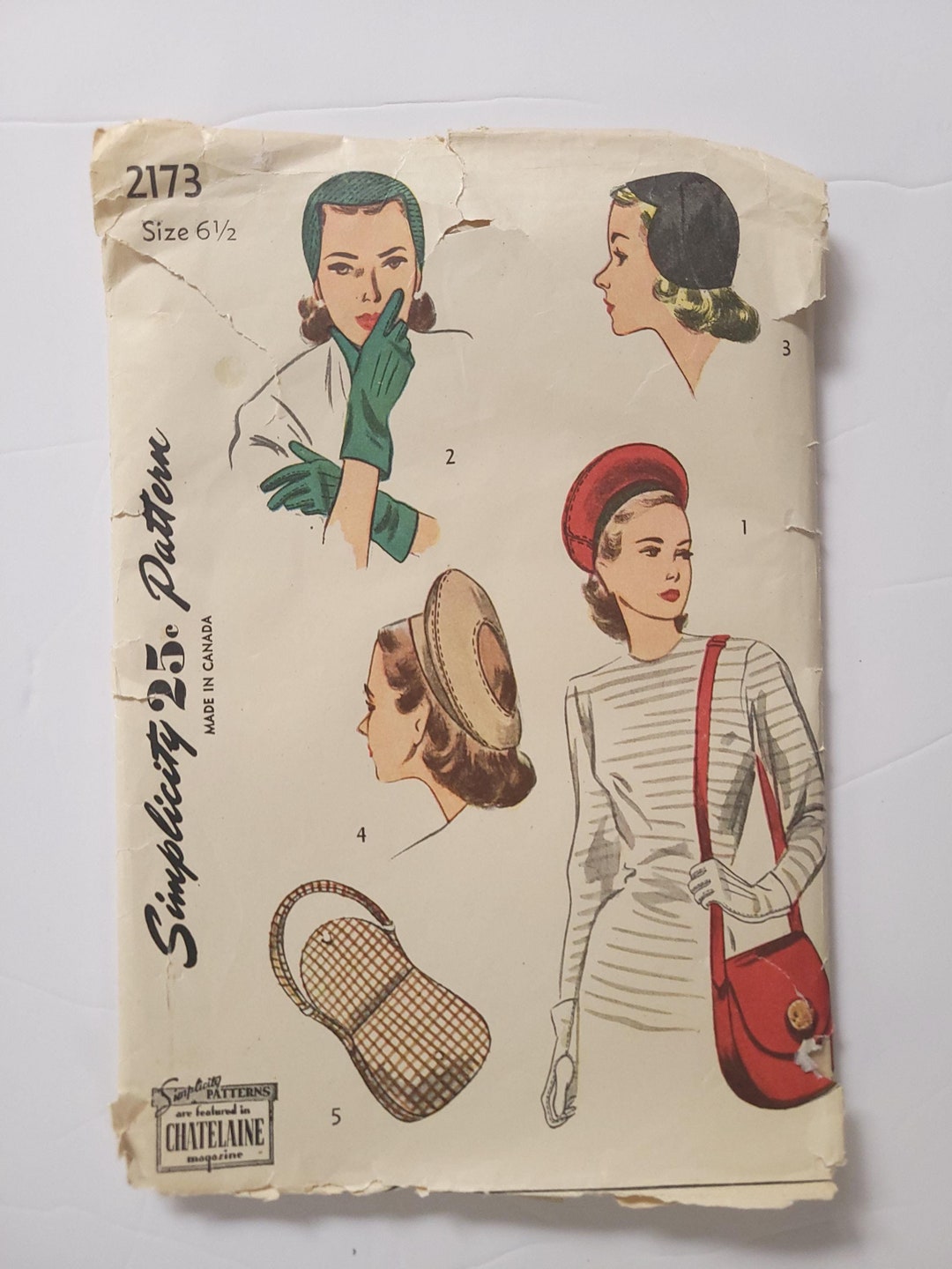 1940s Vintage Sewing Pattern for Purse, Hats and Gloves - Handbag ...