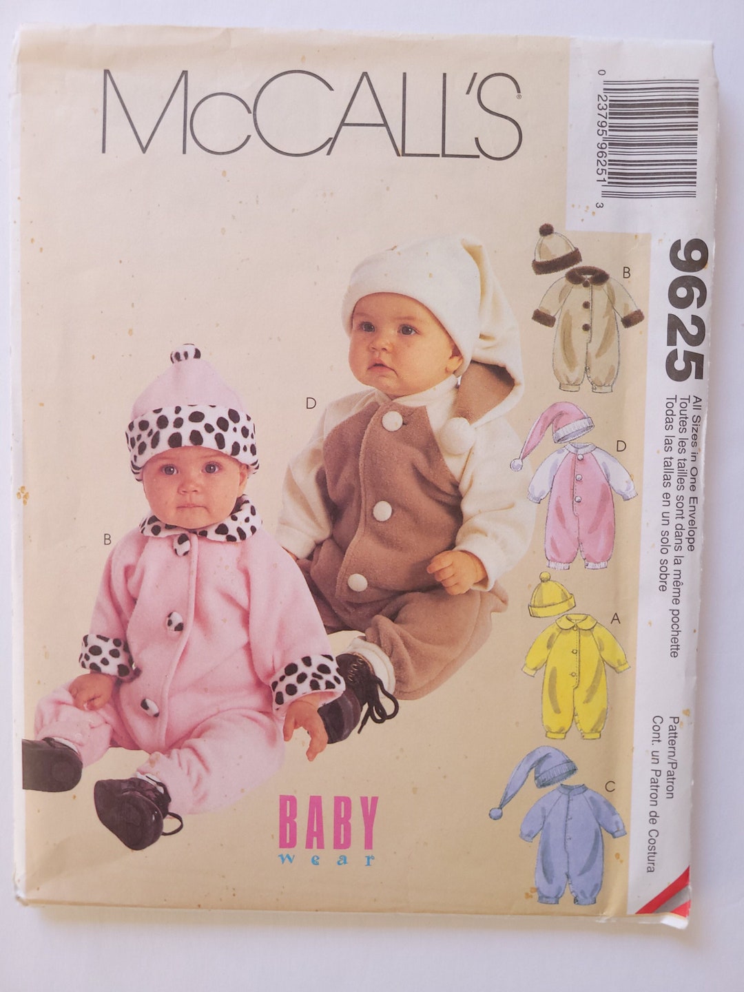 UNCUT Sewing Pattern for Baby Fleece Snowsuit, Jumpsuit, Snap-crotch ...