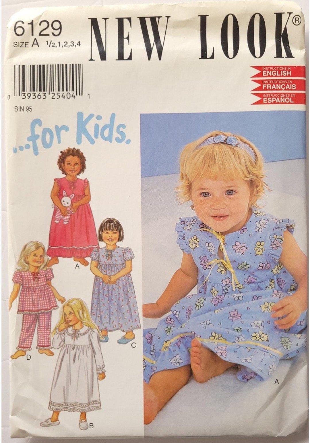 UNCUT Sewing Pattern for Baby and Toddler Sleepwear, Nightgown and ...