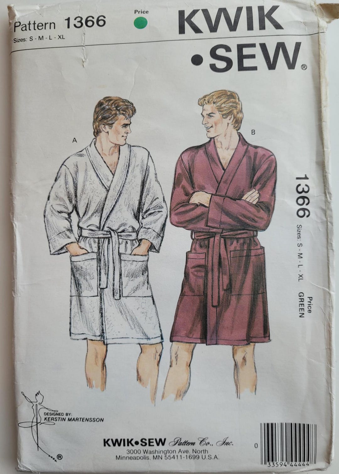 Easy Robe Pattern - Vintage Sewing Pattern for Men's or Unisex Wrap ...