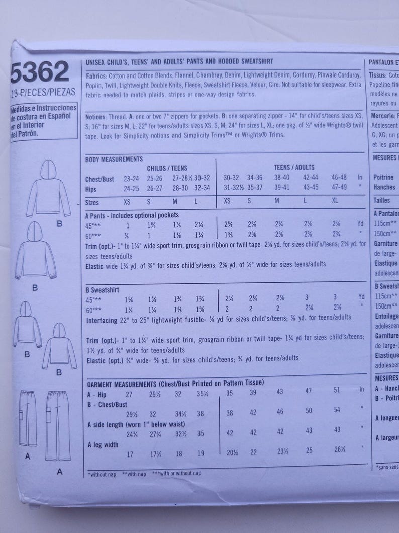 Simplicity 5362 Sewing Pattern for Child and Adult Family Athleisure ...