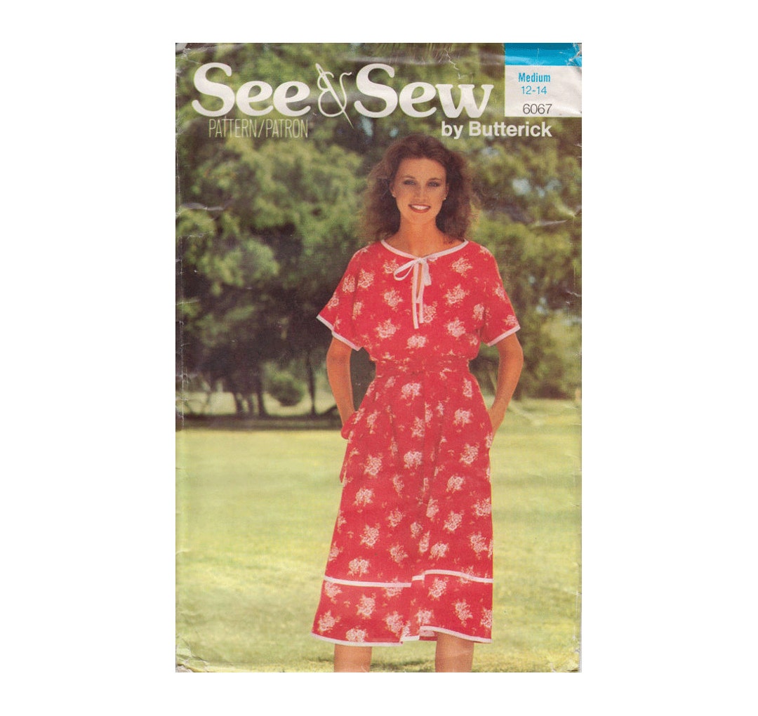 Women's Dress Sewing Pattern, 1990, Loose Fitting, Oval Neckline ...