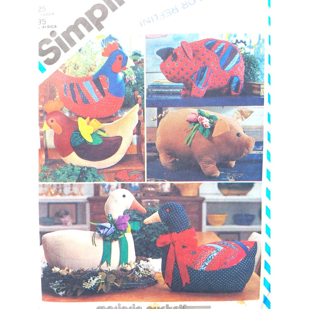 Simplicity 6148 1980s Sewing Pattern for Stuffed Animals: Hen, Goose ...