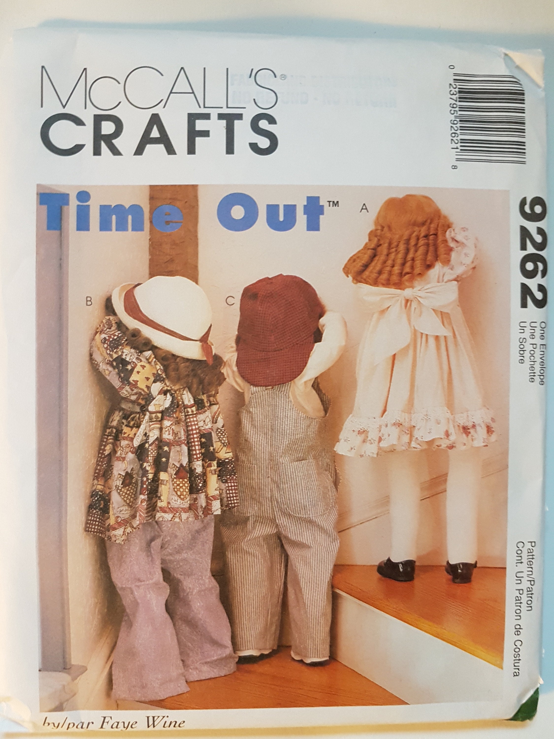 Sewing Time Out Kids 36 inch Dolls McCalls 9262 Uncut Craft Pattern ...