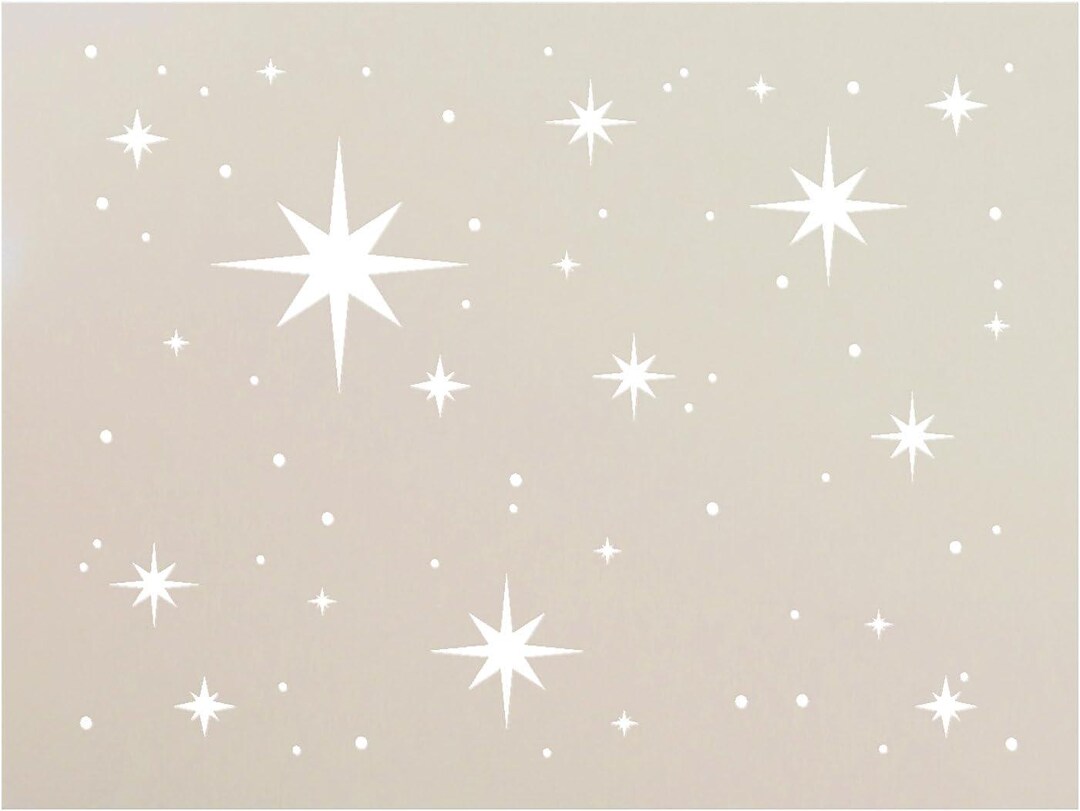 OOP Studio R12 Stencil Retro Twinkle Stars, 1.5" Star Pattern on 8x6 ...