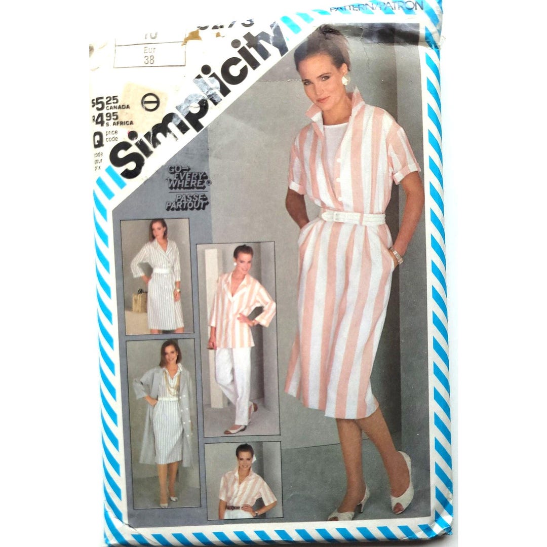 80s Sewing Pattern for Double Breasted Coat Dress, Jacket, Blouse ...