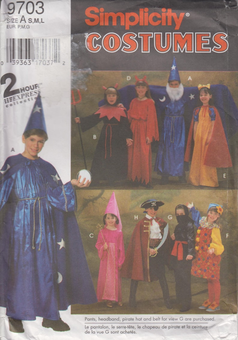 Children's Costumes Sewing Pattern UNCUT Ninja Wizard | Etsy