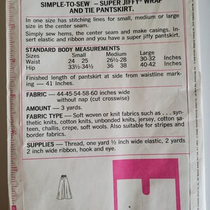 Easy Super Jiffy 70s Sewing Pattern for Wrap Pants and Tie Pantskirt ...