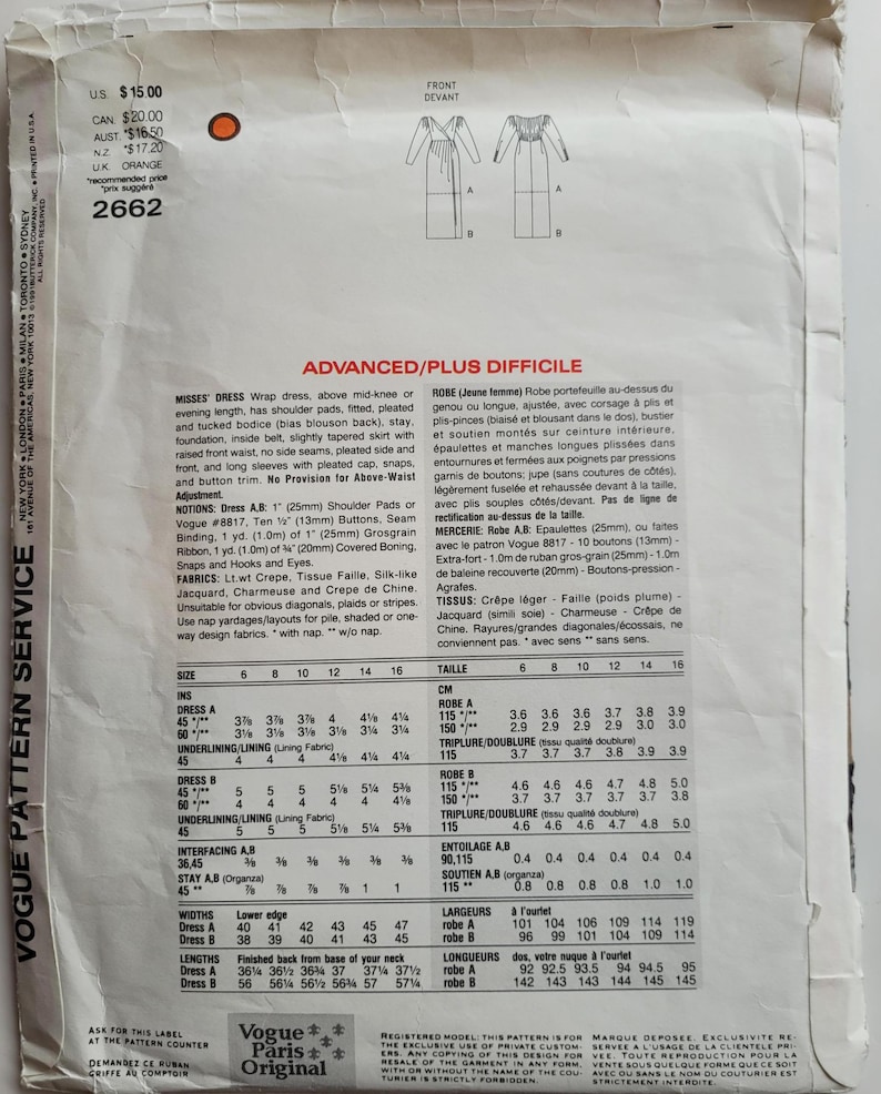 1990s Vintage Sewing Pattern for Emanuel Ungaro Wrap Dress Evening Gown ...