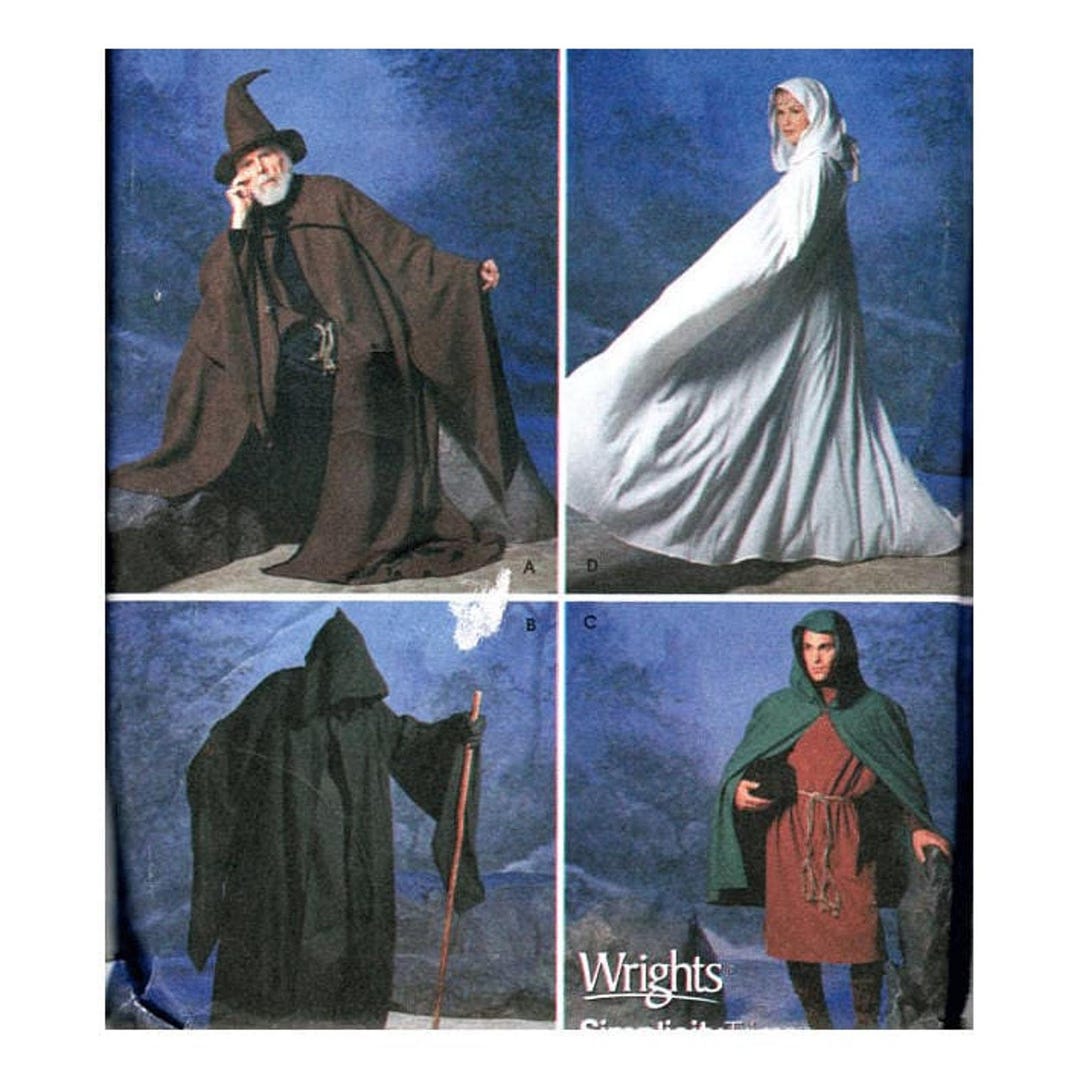 UNCUT Costume Sewing Pattern Wizard Cloak Grimm Reaper Cape Gandalf ...