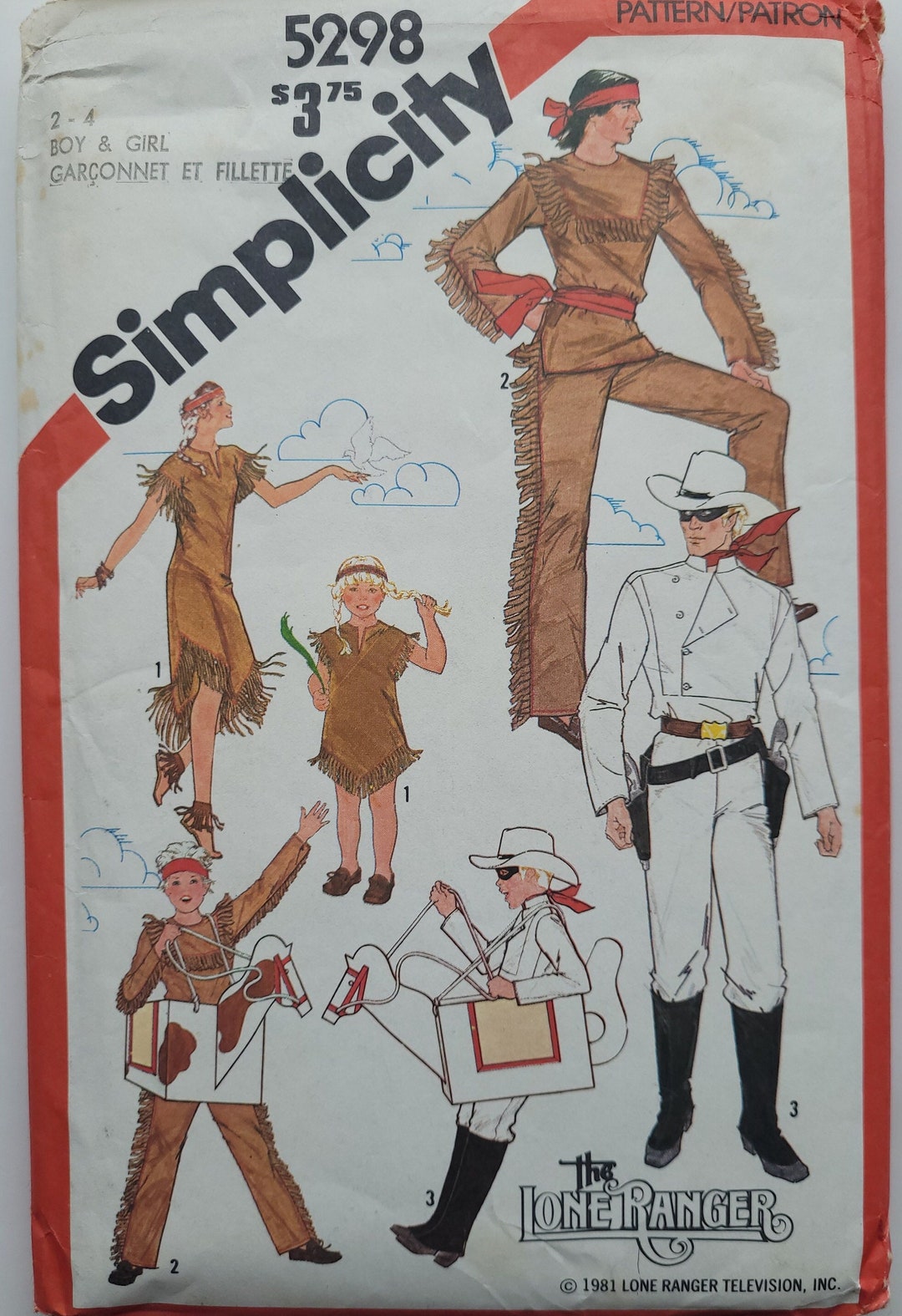 Sewing Pattern for Toddler Lone Ranger, Tonto, Silver and Scout Costume ...
