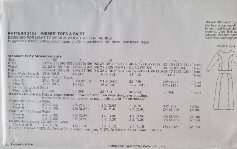 UNCUT Sewing Pattern for Two-piece Dress Paneled Skirt & - Etsy