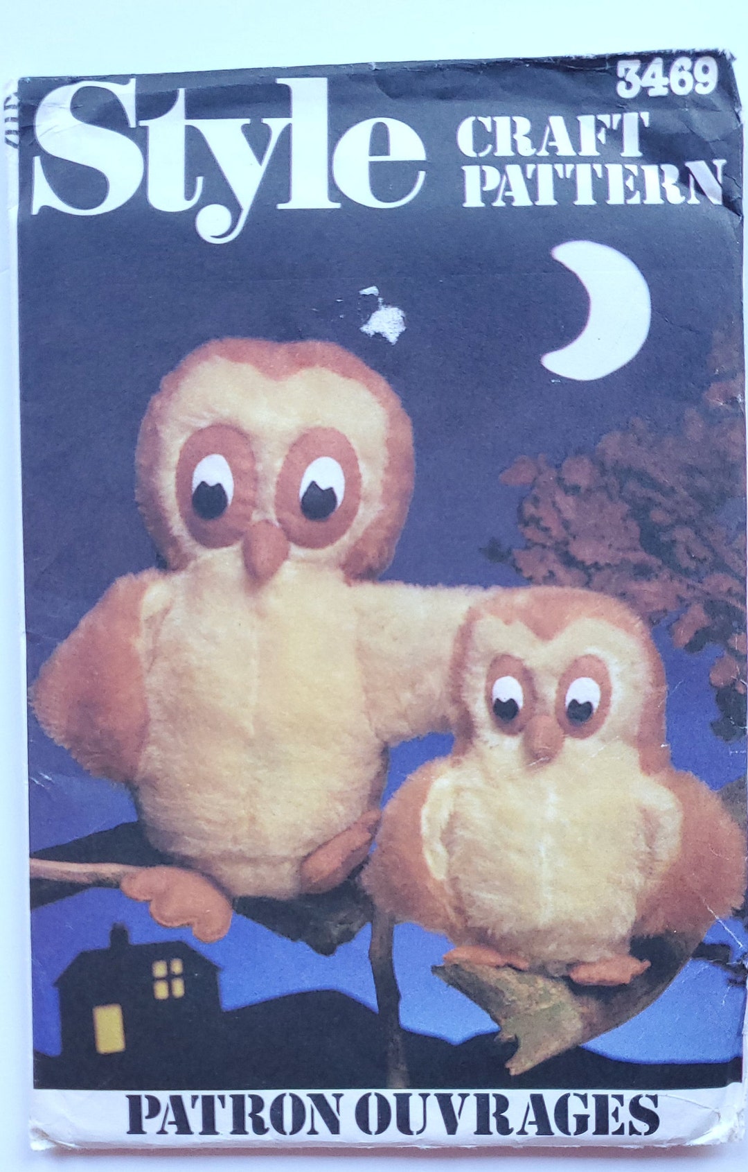 Vintage Sewing Pattern for Owl and Owlet Soft Stuffed Animal - Toy Bird ...