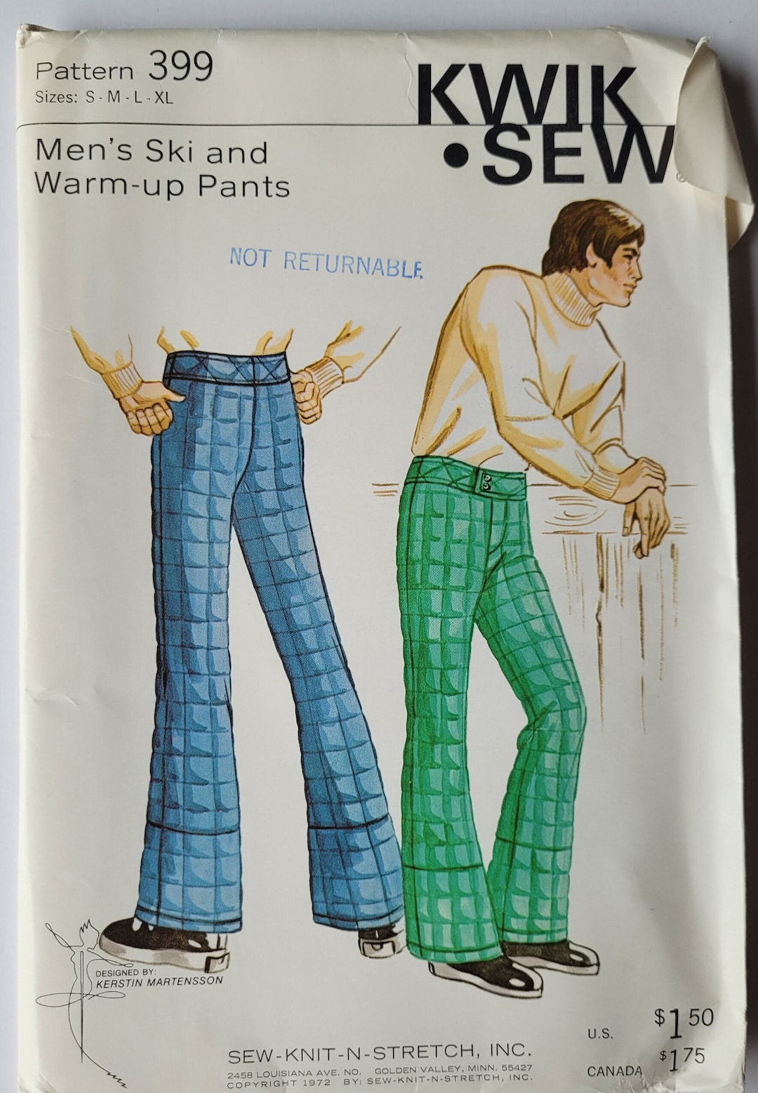 Ski Pattern - Vintage Sewing Pattern for Men's Quilted Ski and Warm-up ...