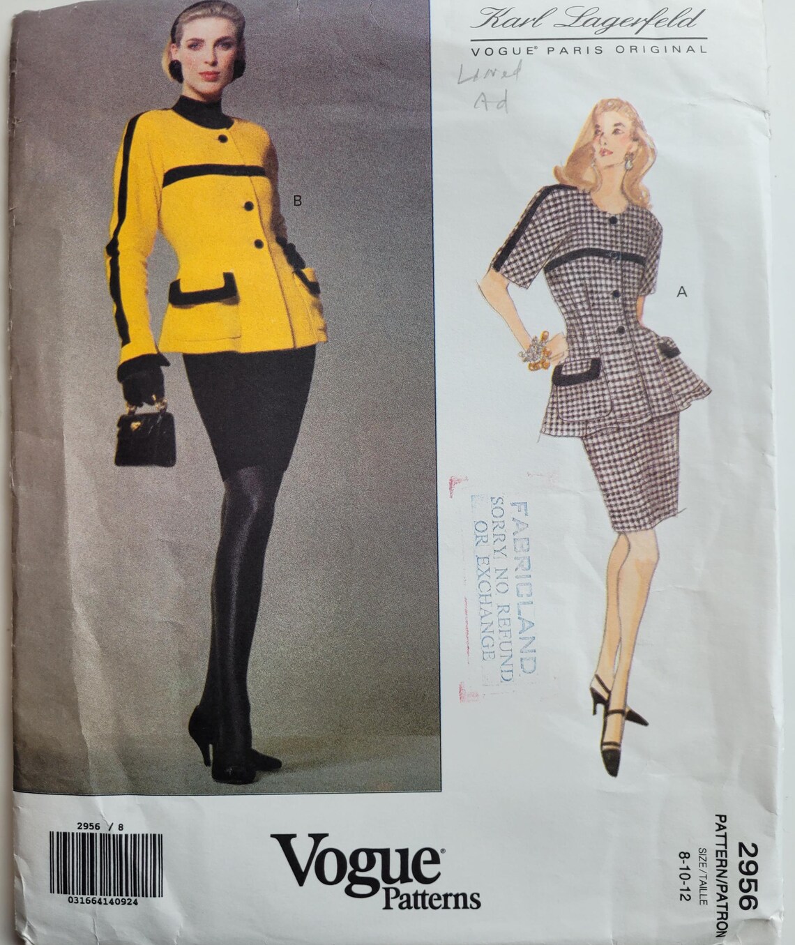 Vintage Sewing Pattern for Peplum A Line Hip Length Jacket and Straight ...