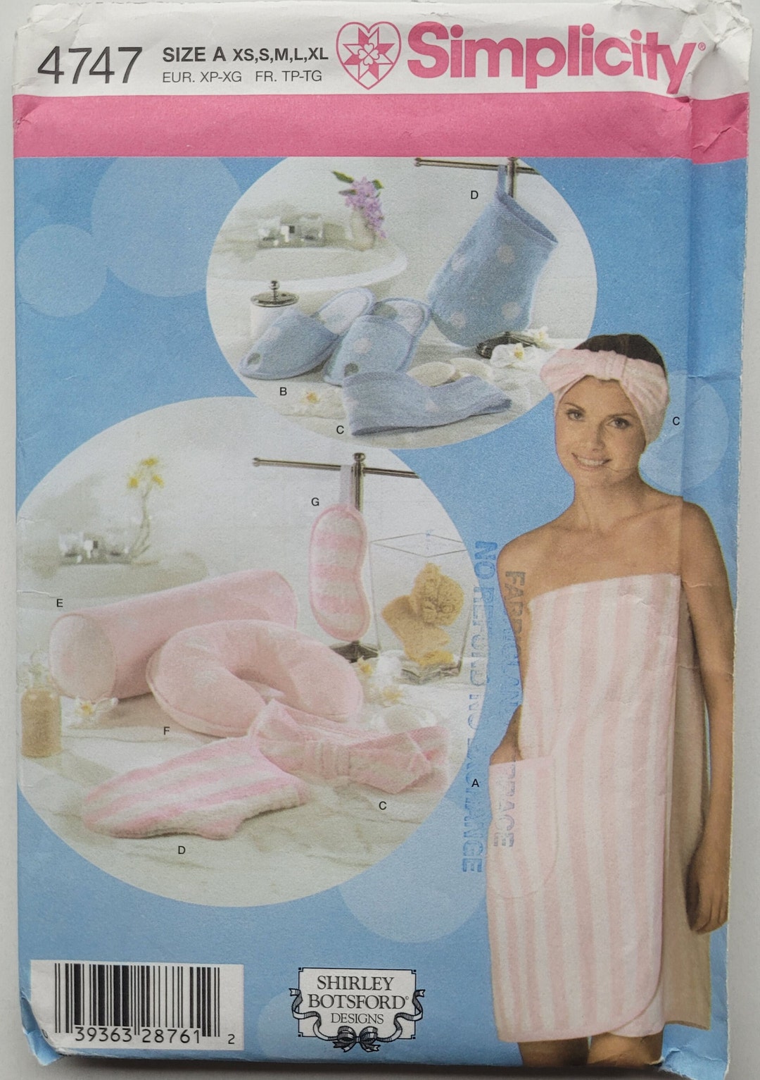 Sewing Pattern for Gifts - Bath Wrap, Slippers, Head Wrap, Wash Mitt ...