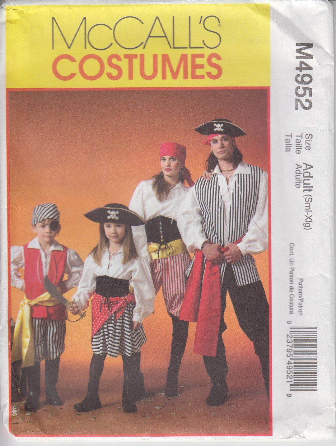 Adult Pirate Costume Sewing Pattern Women and Men Couples Costume Size ...