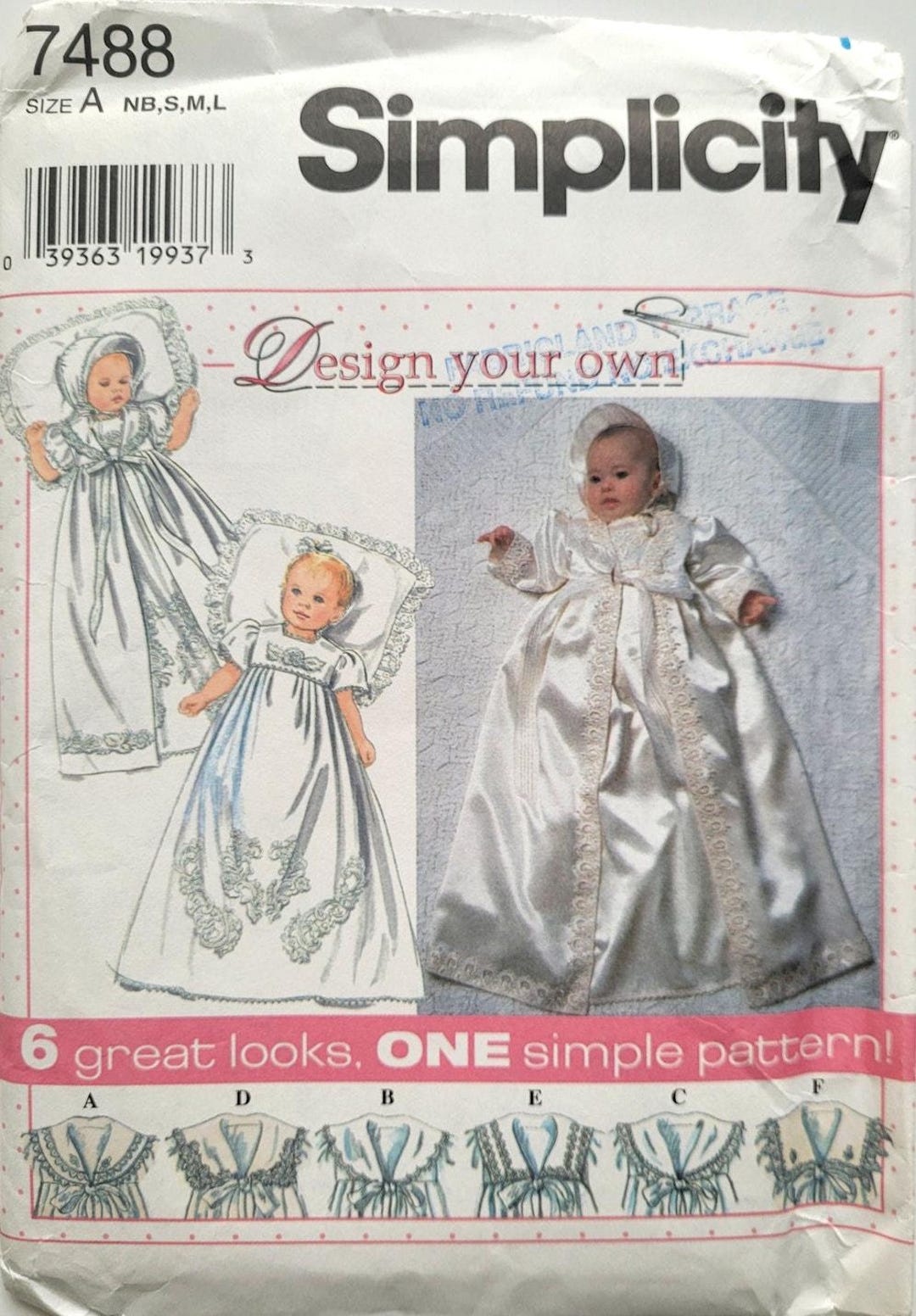 Simplicity Sewing Pattern for Baby Christening Gown, Coat and Bonnet Sz ...