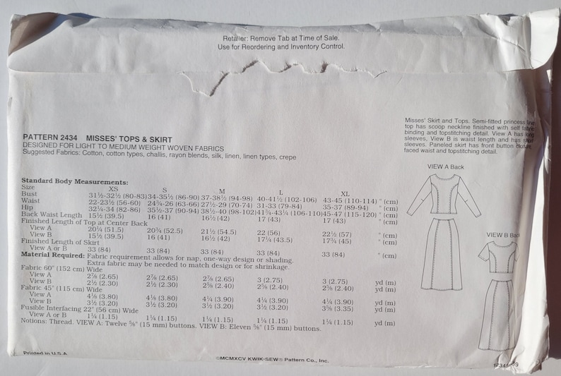 UNCUT Sewing Pattern for Two-piece Dress Paneled Skirt & - Etsy