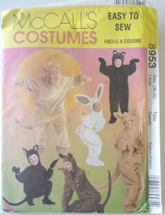 UNCUT Adult Animals Costume Pattern Sewing Pattern for - Etsy