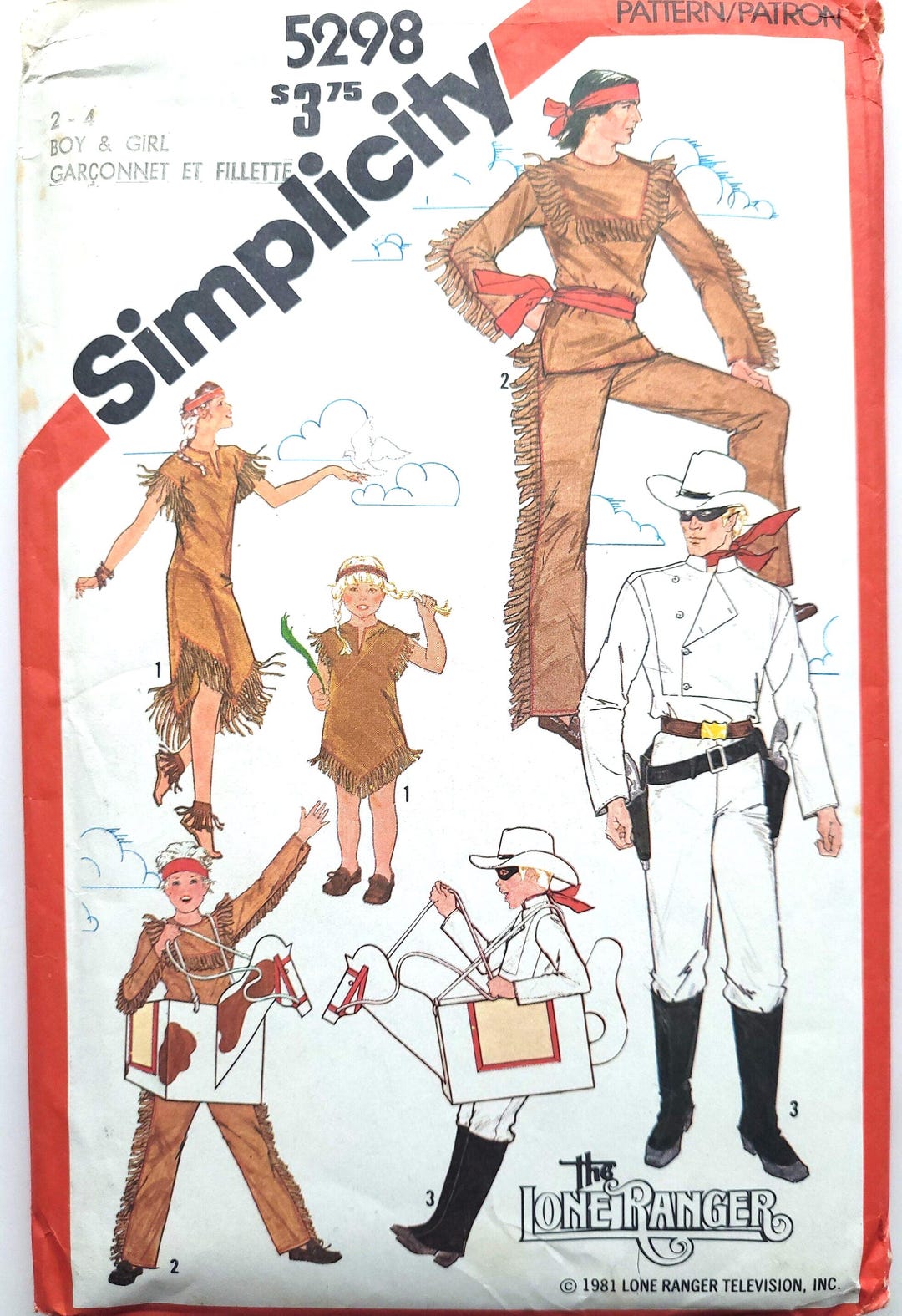 Sewing Pattern for Toddler Lone Ranger, Tonto, Silver Horse and Scout ...