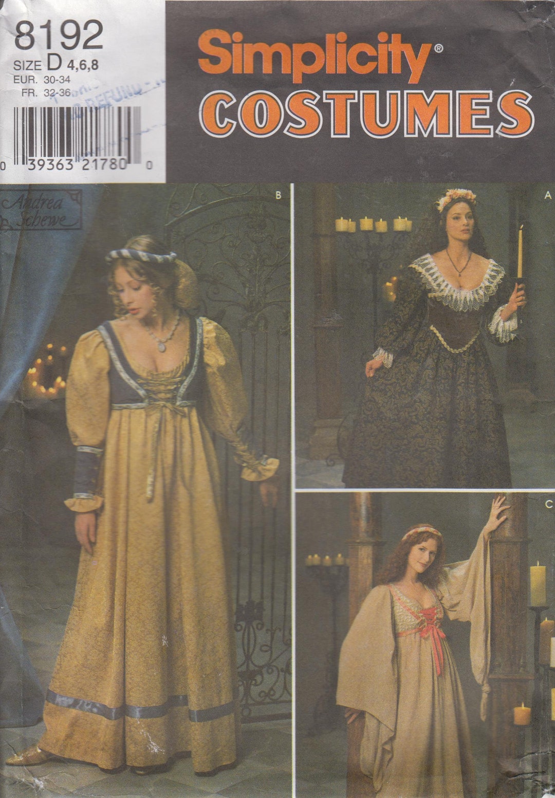 Medieval Dress Sewing Pattern - Women's Historical Costume - Vintage ...