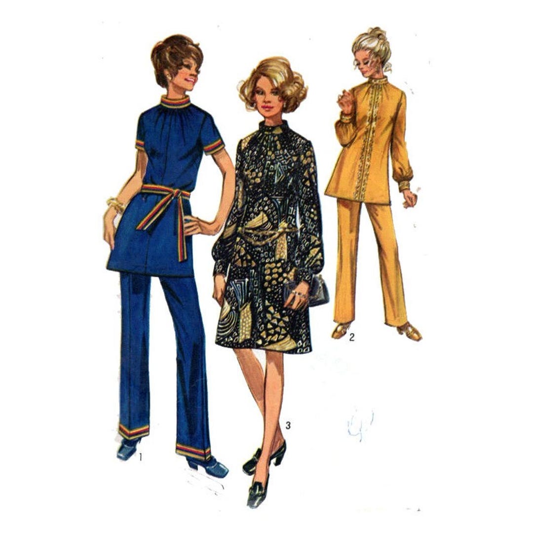 70s Vtg Sewing Pattern for Misses Mod Dress or Tunic With Elastic ...