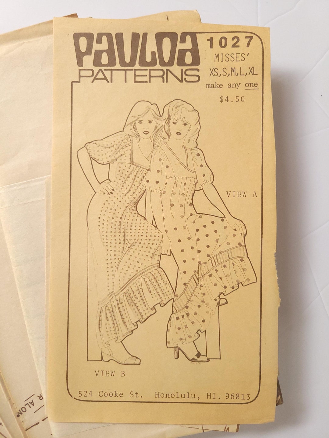 80s Sewing Pattern for Hawaiian Dress, Muu Muu, Maxi Dress 80s Size XS ...