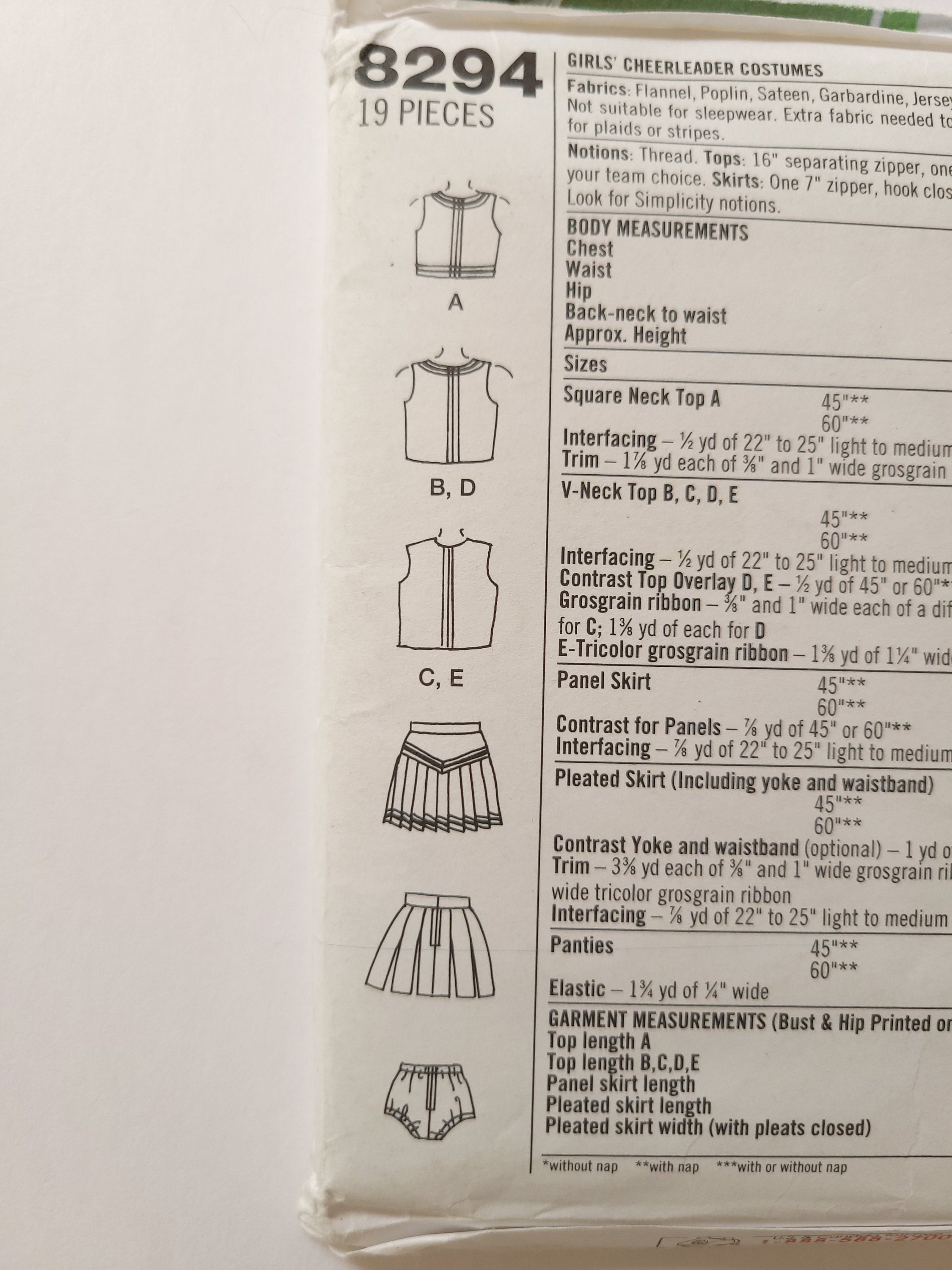 Teen Cheerleading Costume Pattern, UNCUT Sewing Pattern for Teen ...