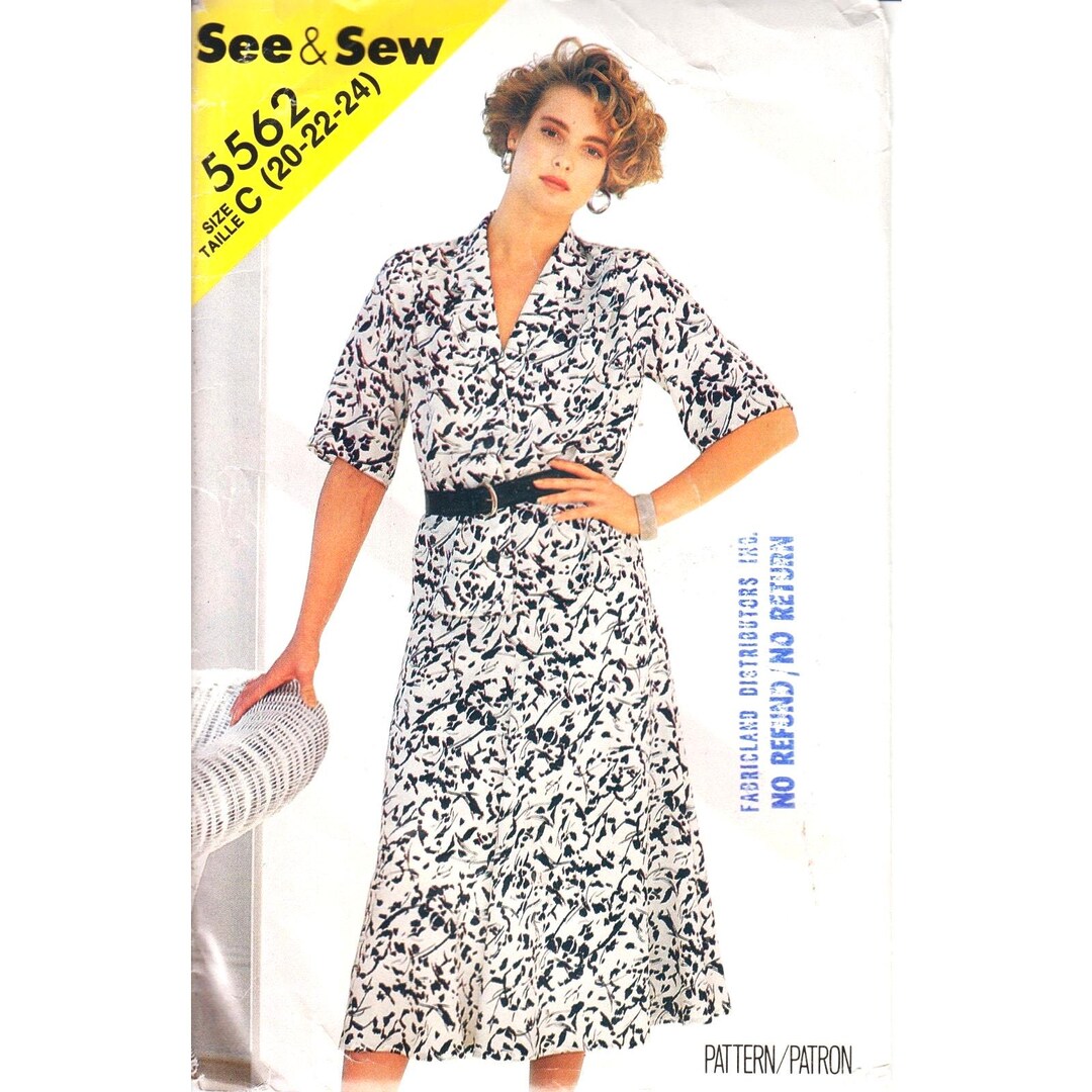 Two-piece Dress Pattern - Vintage Sewing Pattern for Blouse W Notched ...