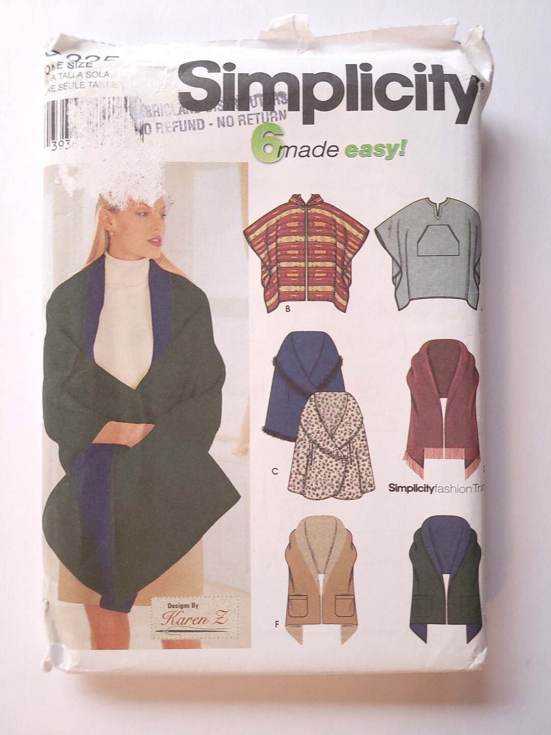 UNCUT Sewing Pattern for Misses Poncho and Wraps, Hooded Poncho, Wrap ...