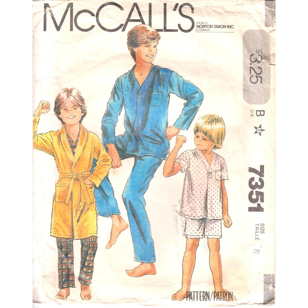 Kids' Robe Pattern, Size 8 Sewing Pattern for Child's Pajamas ...