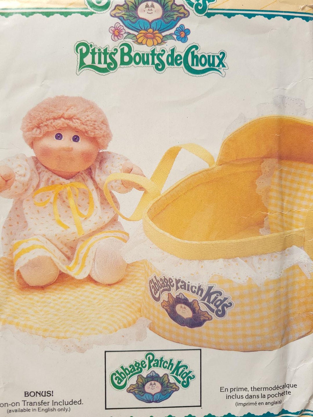 UNCUT Sewing Pattern for Cabbage Patch Kids 12" High Bed / Carrier W ...