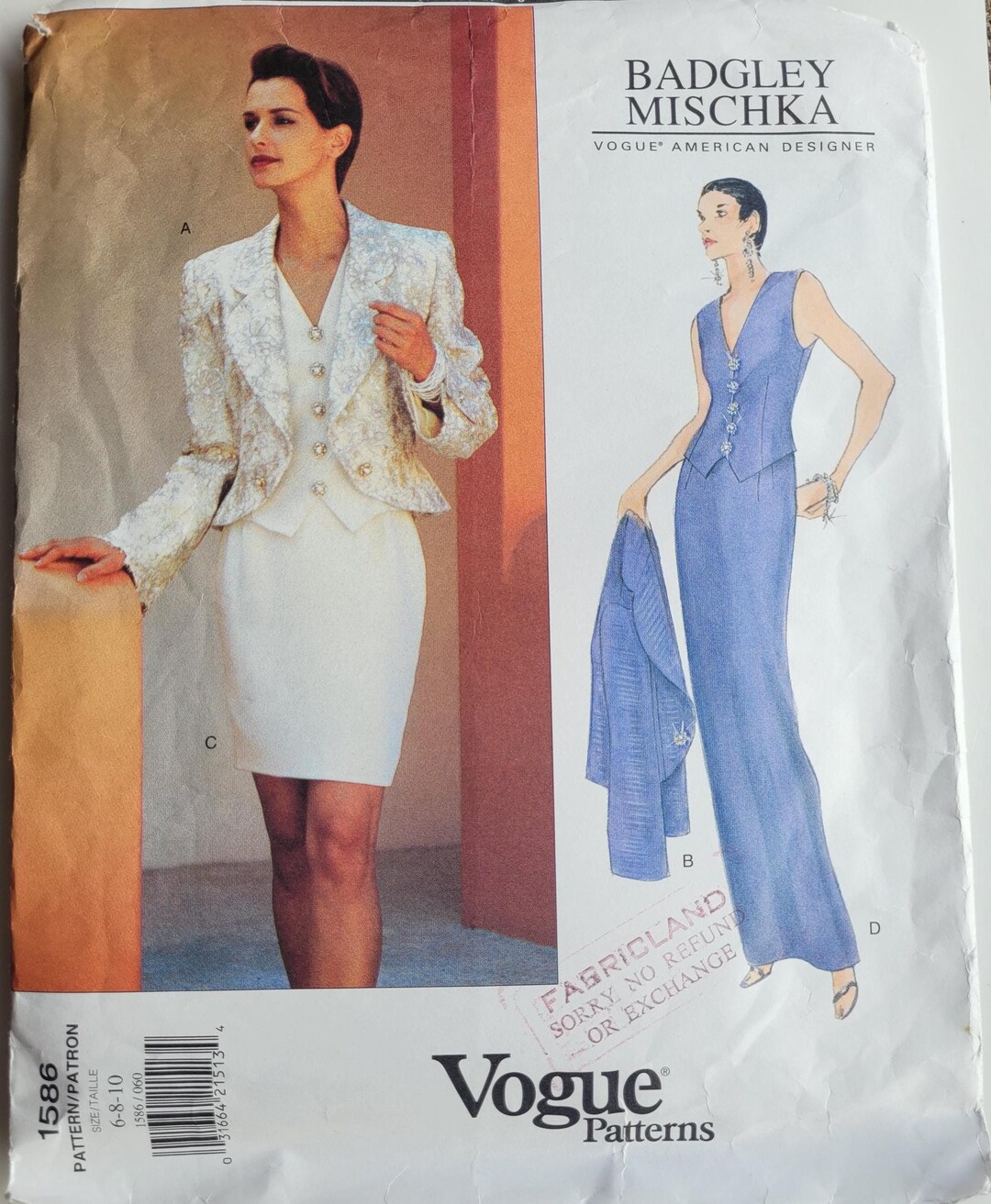 Women's Dress Suit Sewing Pattern Vogue Mischka Jacket Vest Skirt ...
