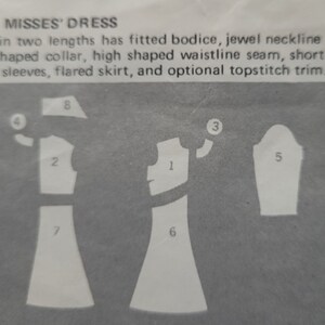 Bust 34 70s Sewing Pattern for Easy Long or Short Sleeve Dress With ...