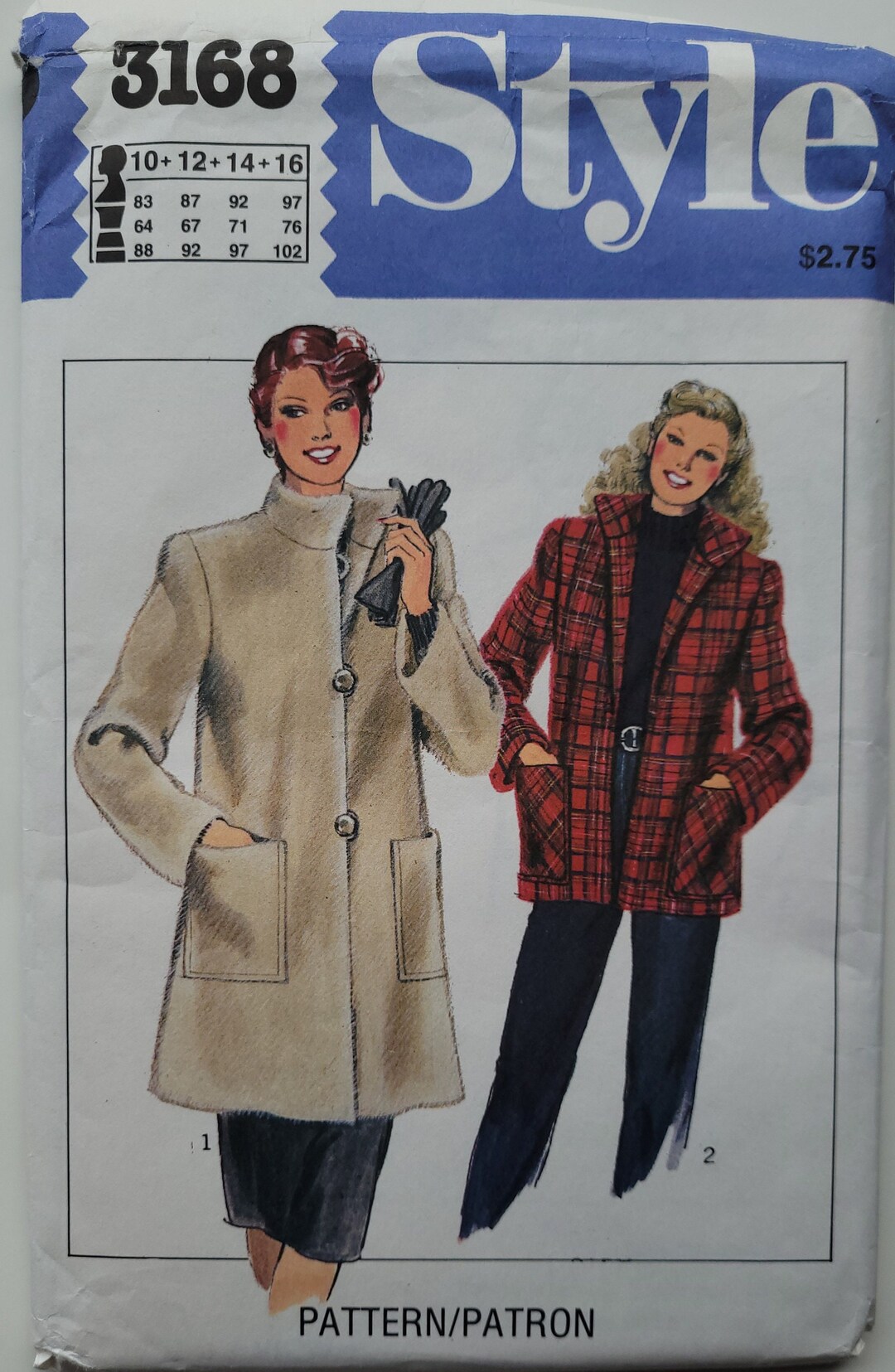 Vintage Sewing Pattern for Jacket in Two Lengths With Stand Collar ...
