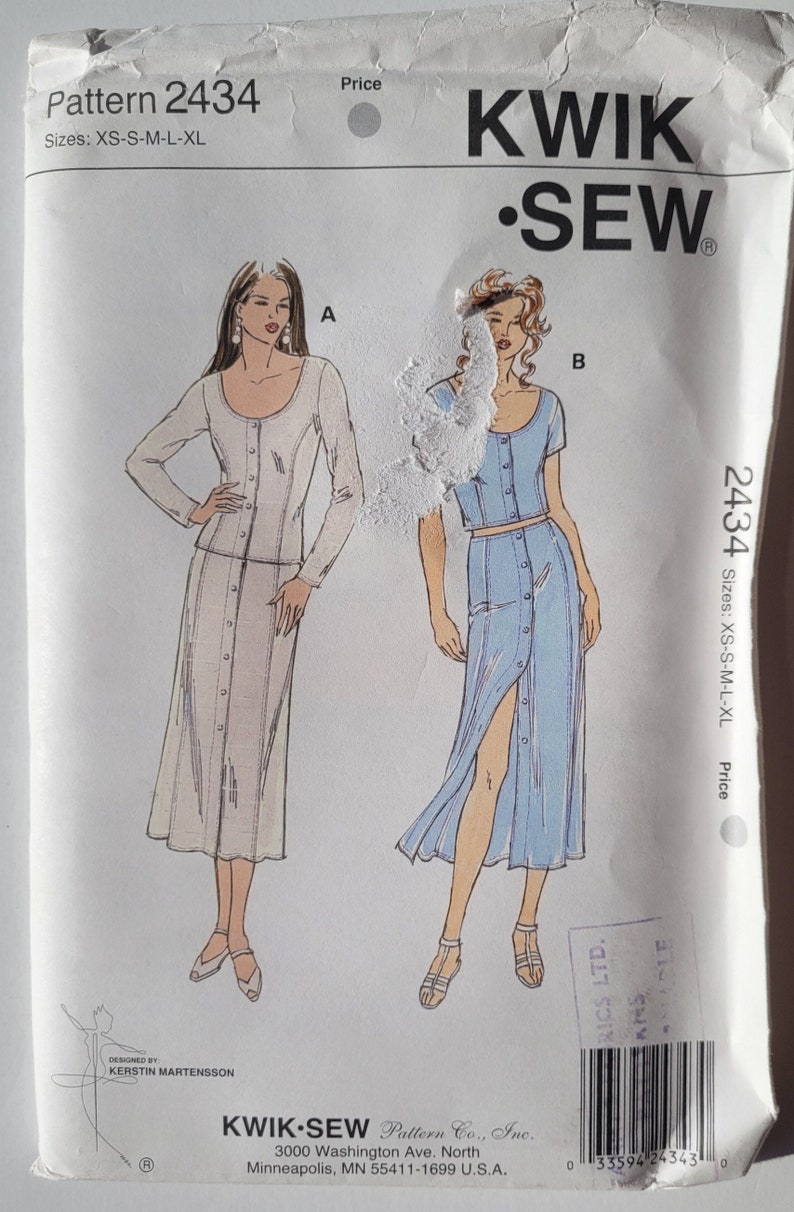 UNCUT Sewing Pattern for Two-piece Dress Paneled Skirt & - Etsy