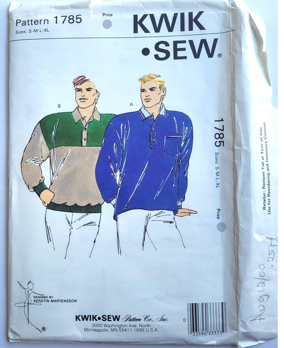 Vintage 90s Sewing Pattern for Loose Fitting Shirt With Ribbed Cuffs ...