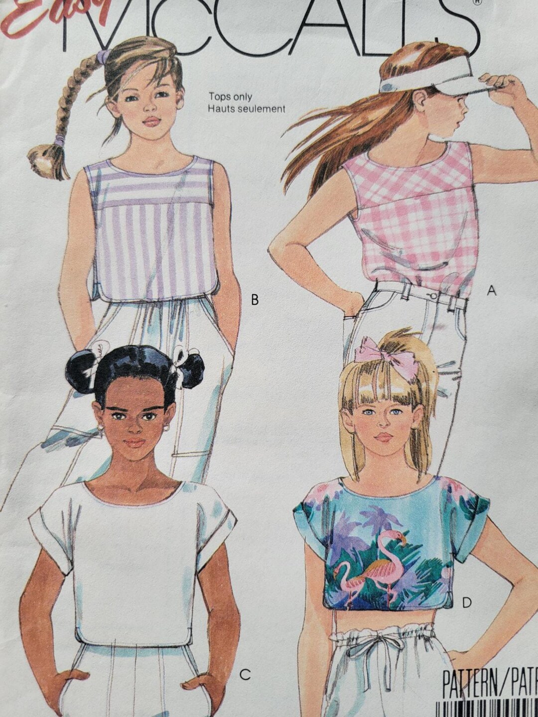 80s Easy Sewing Pattern for Kids' & Tween Crop Top, Summer Shirt With ...