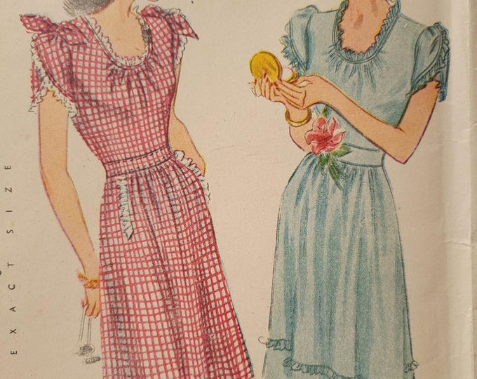 1940s Sewing Pattern for Day Dress With Pockets, B30 Bust 30" (76 Cm ...