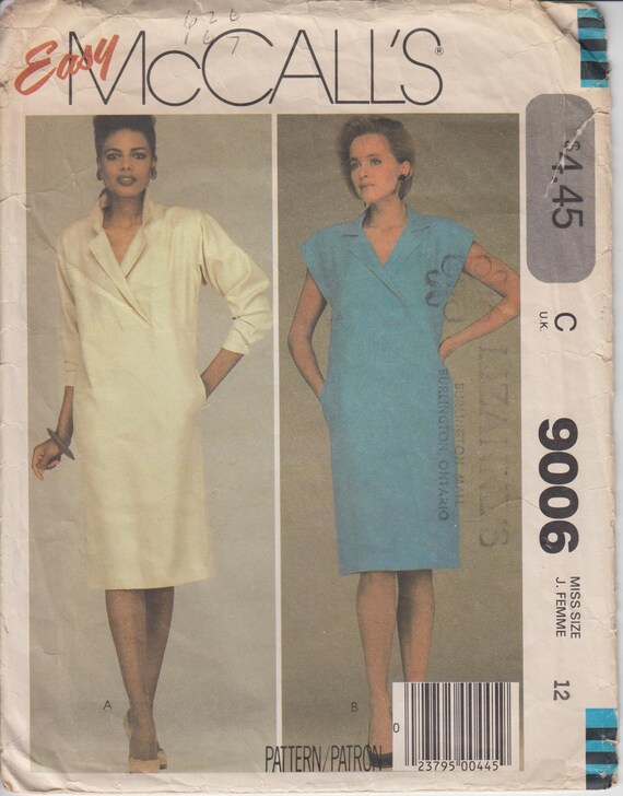Sewing Pattern for Loose Fitting 80s Dress With Mock Wrap - Etsy Canada