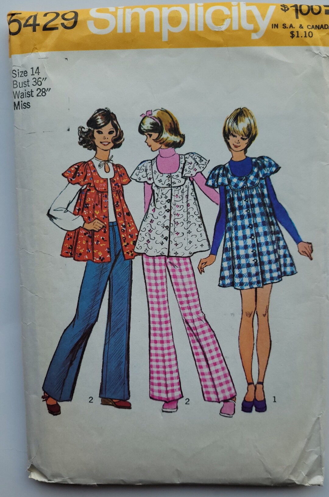B36 1970s Vintage Sewing Pattern for Minidress, Tunic Jumper With ...
