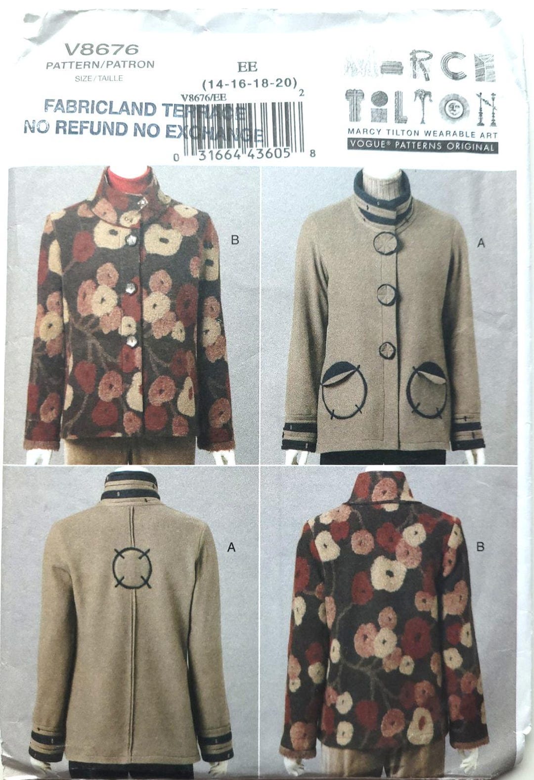 Easy Sewing Pattern for Marc Tilton Decorative Loose Jacket With Front ...