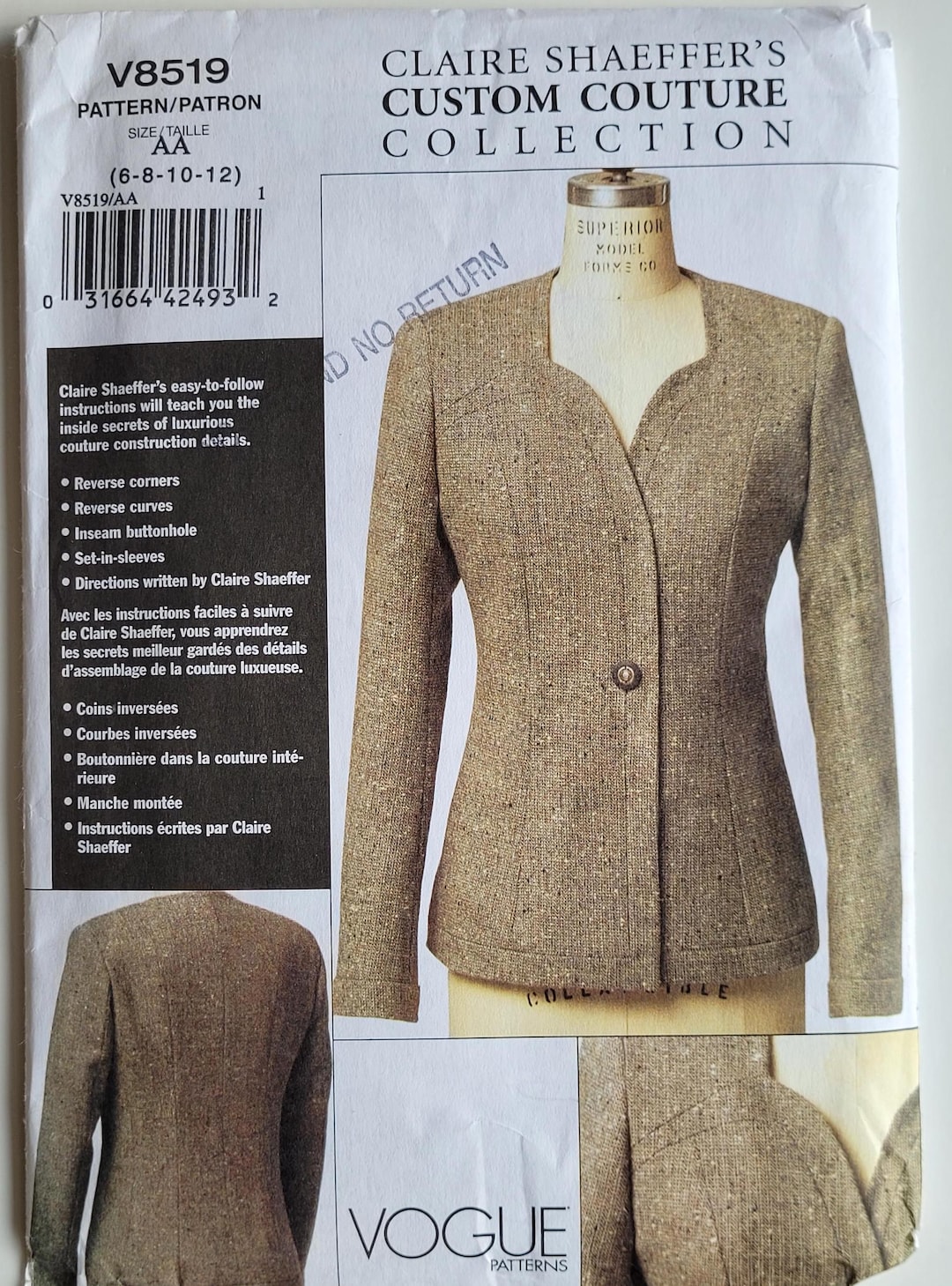 Vogue Custom Couture Sewing Pattern for Princess Seam Blazer Jacket ...