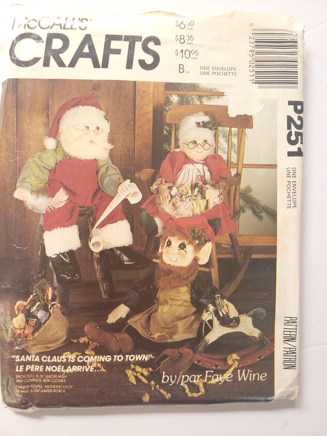UNCUT Faye Wine Sewing Pattern for 24" Santa, Mrs. Claus and Elf Dolls ...